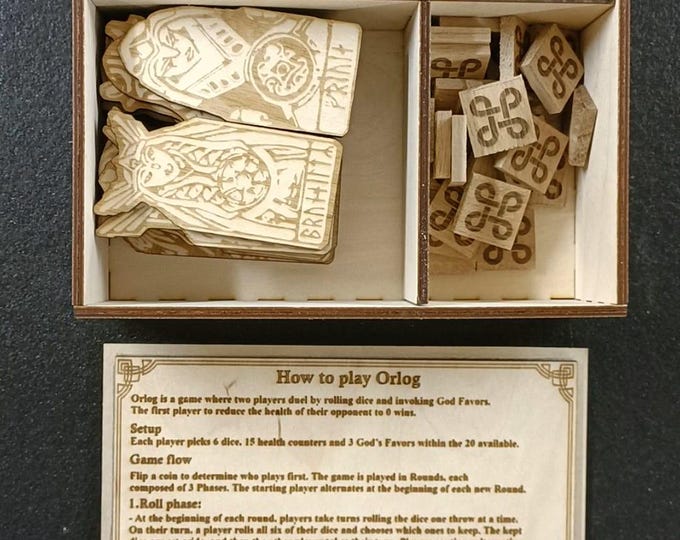 Complete Orlog Game Set (20 Gods, 12 Dice, 30 Tokens, 30 Stones, and 1 ...