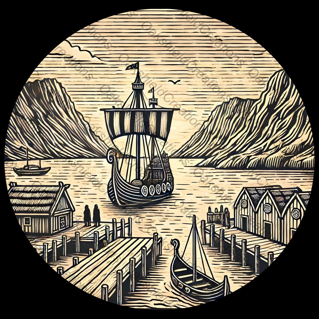 Viking Harbor - Art for Laser Engraving, Wall Art, Card Making, Clocks ...