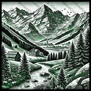 Swiss Alps - Art for Laser Engraving, Wall Art, Card Making, Clocks ...