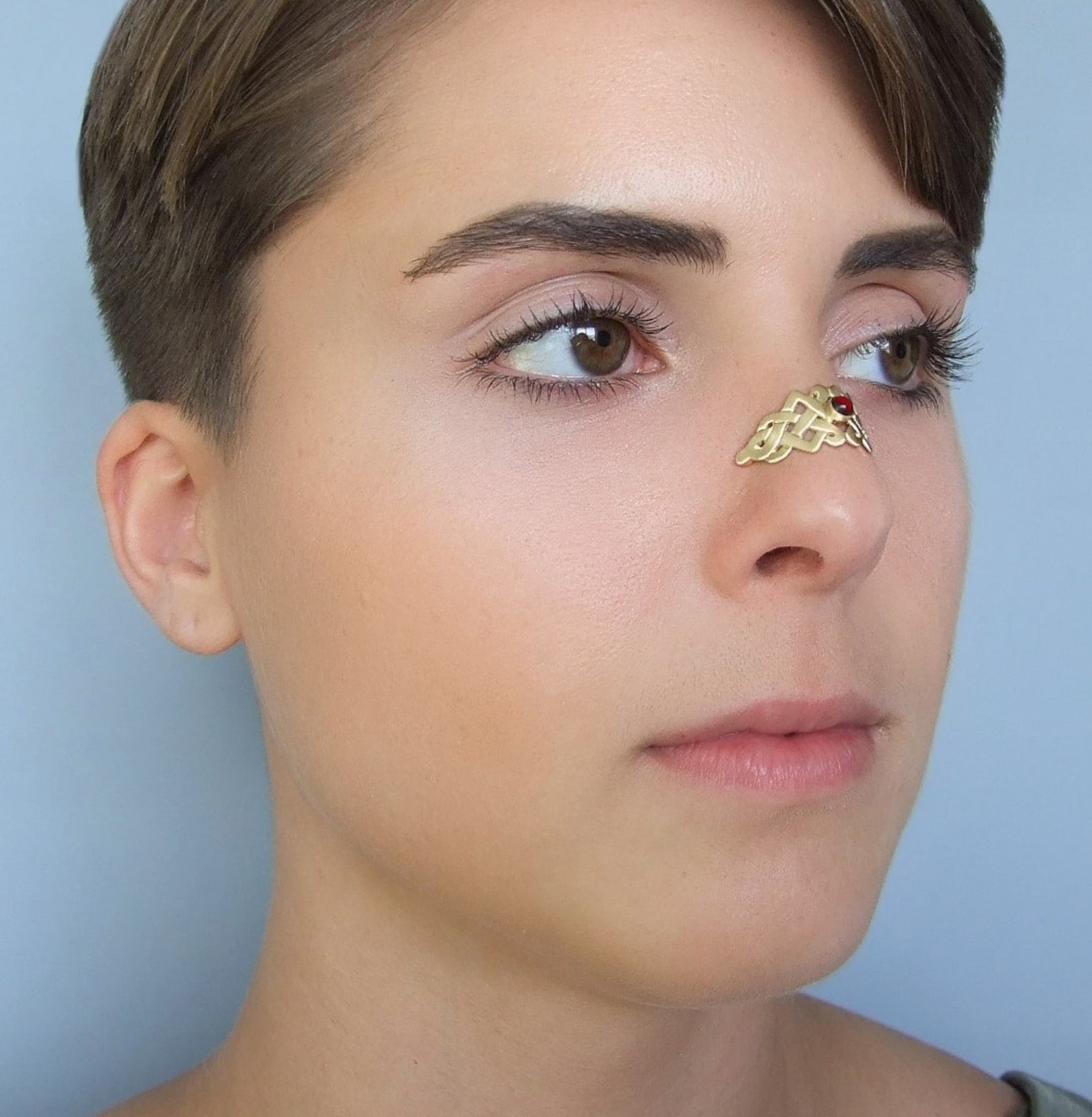 14k Gold Celtic Nose Cuff With Gemstone Celtic Nose Cuff | Etsy