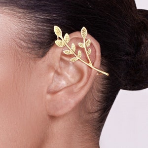 Big Gold Ear Cuff - Solid Gold Ear Cuff , Wedding Jewelry , Tree Ear ...
