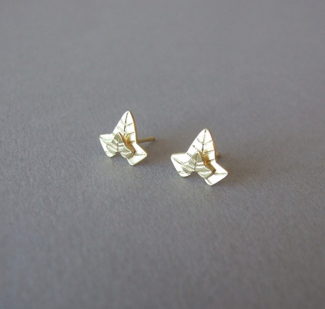 14k Gold Ohrstecker Efeu Blätter Ohrringe Blatt Ohrringe, massiv gold ...