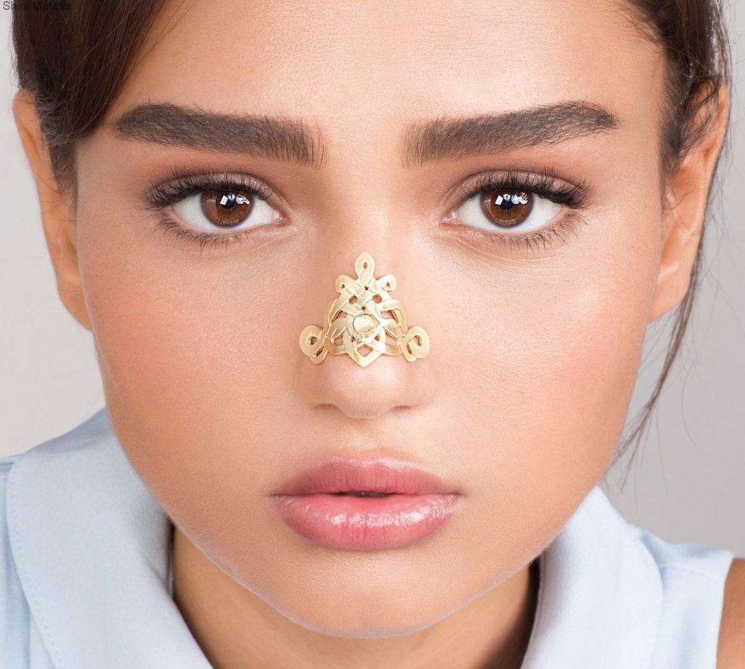 14k Gold Big Celtic Nose Cuff - Elvish Jewelry , Nose Bridge Cuff ...