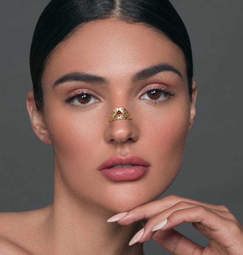 14k Gold Celtic Nose Cuff With Gemstone Celtic Nose Cuff - Etsy