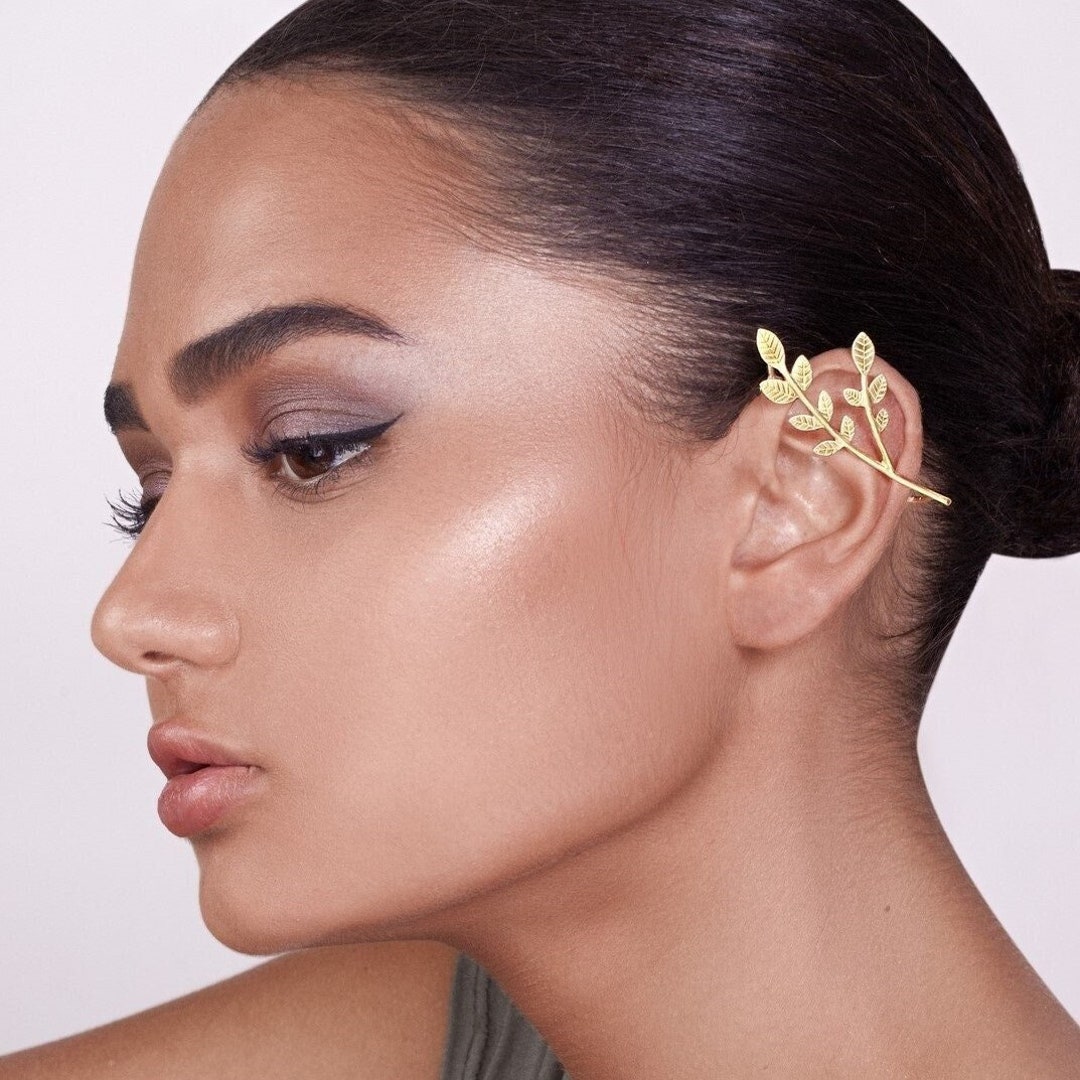 Big Gold Ear Cuff Solid Gold Ear Cuff Wedding Jewelry - Etsy