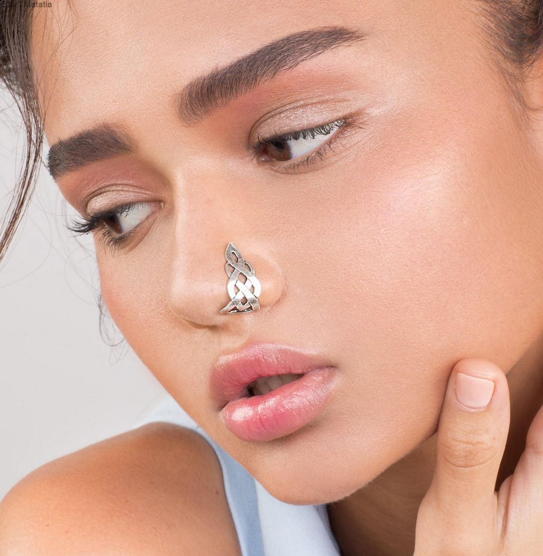 Celtic Flame Faux Nose Ring: Sterling Silver Fake Piercing - Etsy