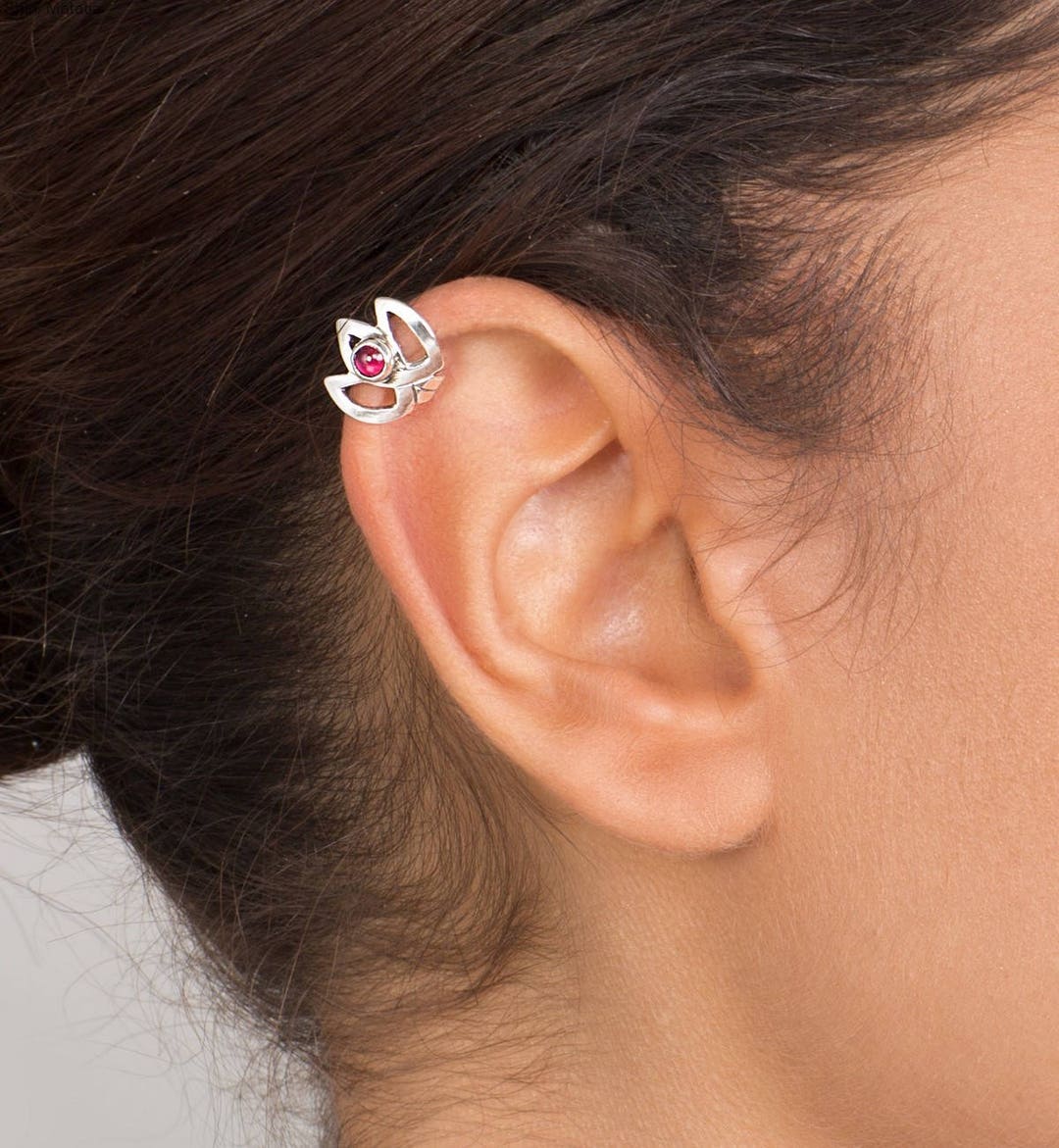Silver Ear Cuff - With Gemstone - Ear Cuff No Piercing , Celtic Ear ...