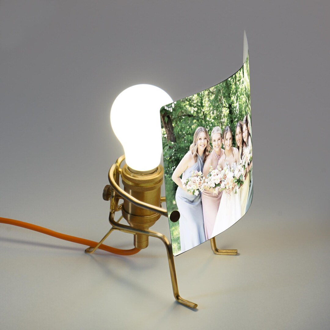 Custom Photo Table Lamp, Brass LED Desk Lamp With Personalized Image ...