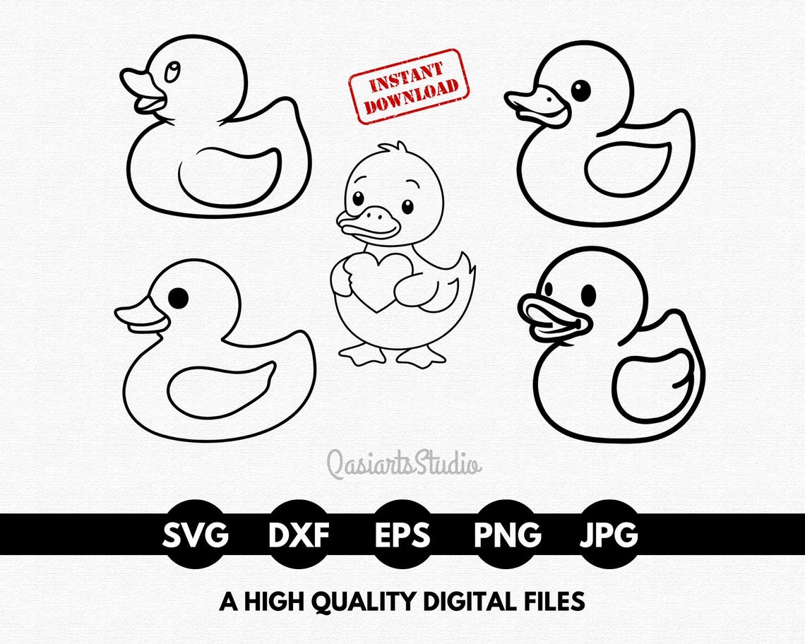 Duck Svg Bundle, Rubber Duck Clipart, Duck Silhouette, Cute Duck Svg ...