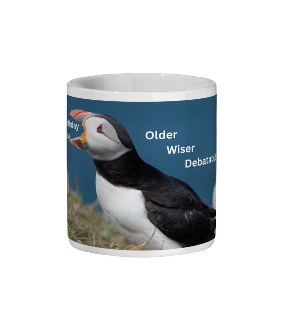 Personalised Funny Puffin Birthday Mug – White Ceramic With Wrap Around ...