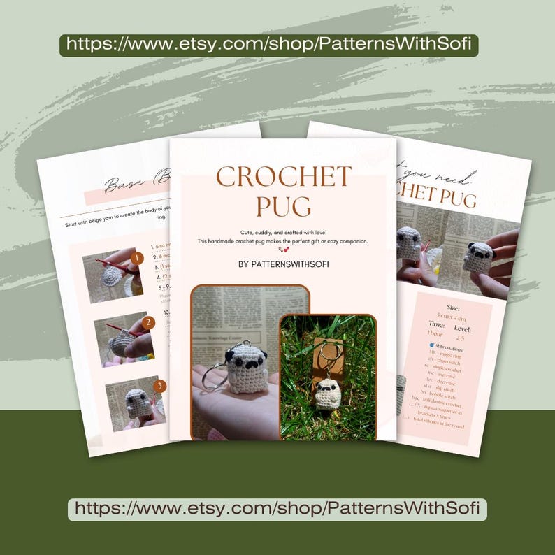Pug Keychain Crochet PATTERN PDF English New | Patternswithsofi - Etsy