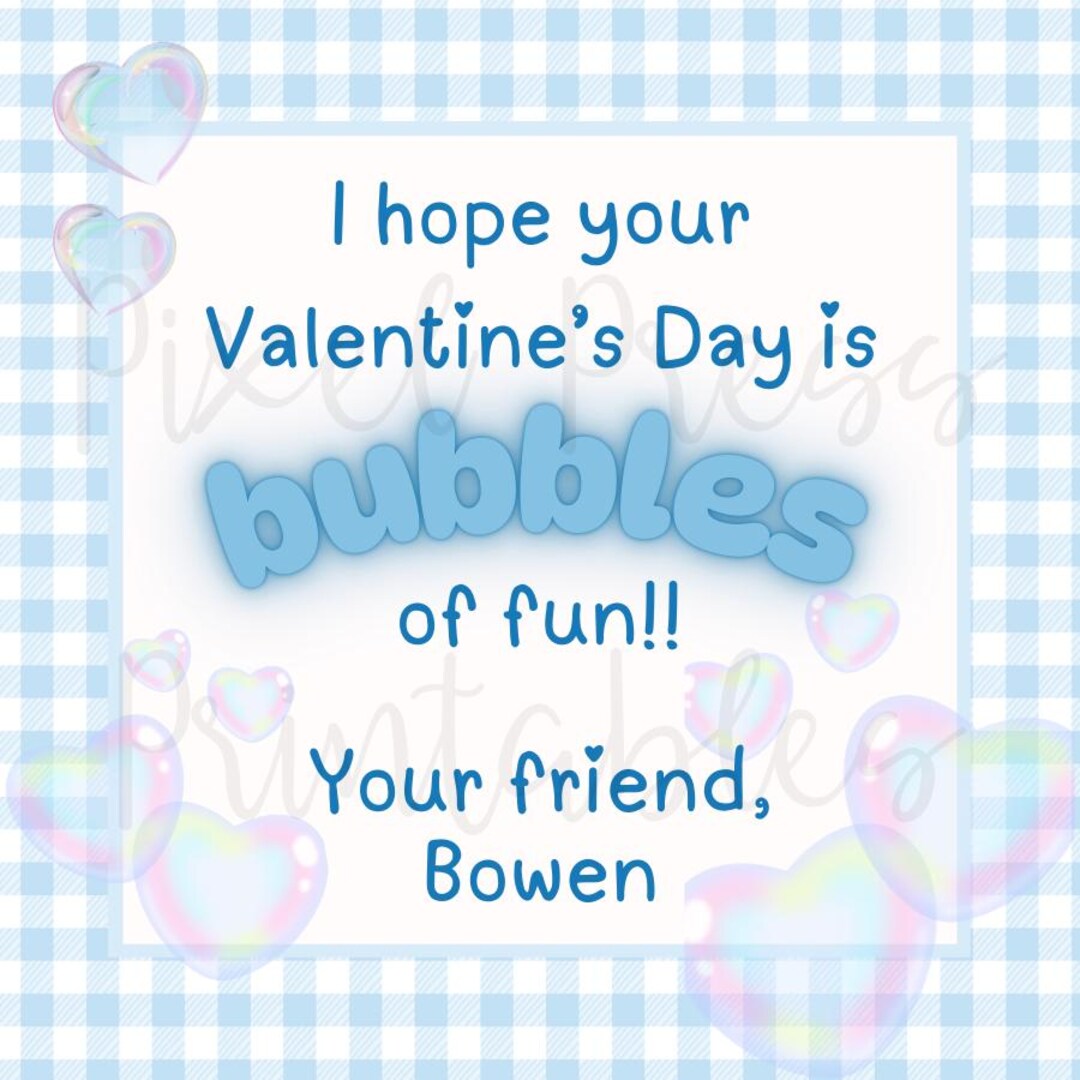 Bubble Themed Valentine Tags Printable Kids Valentine Cards Fun ...