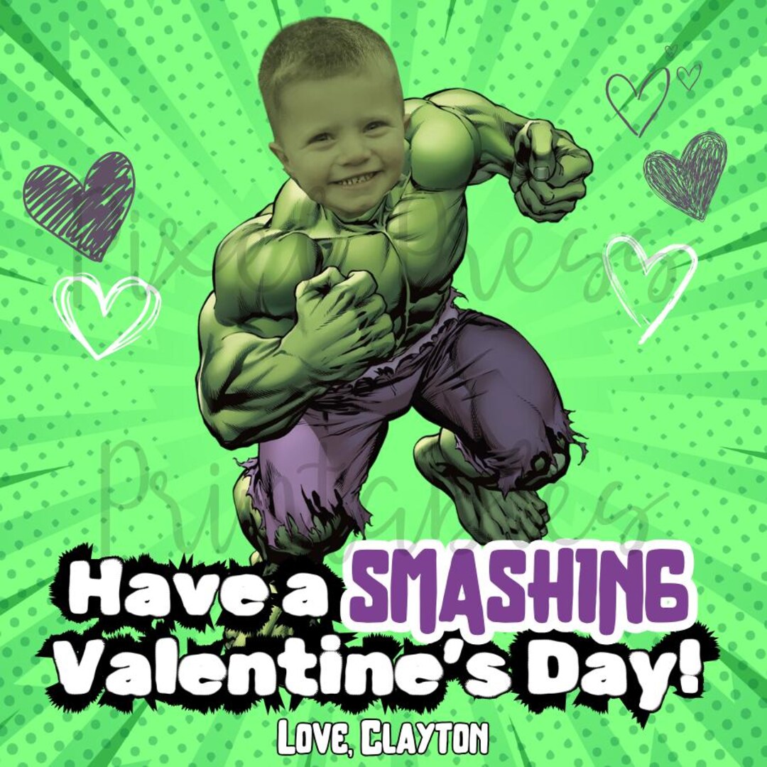 Hulk-inspired Valentines Day Gift Tag Customizable - Etsy