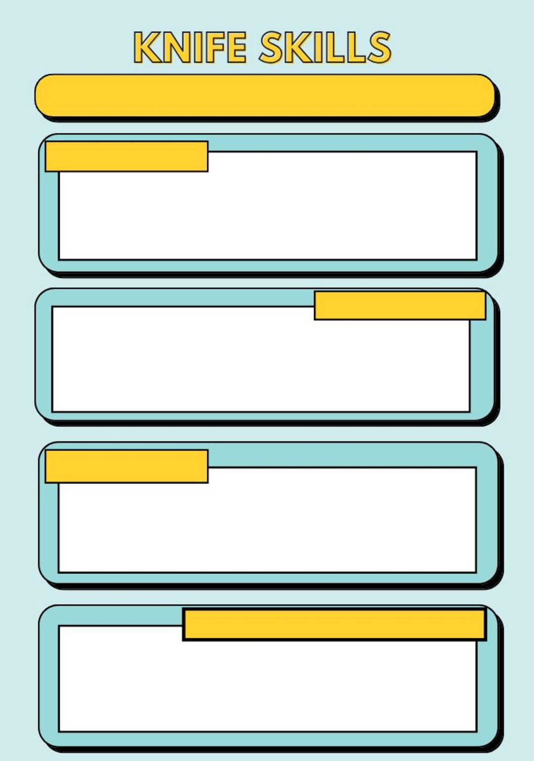 Knife Skills Template: Kitchen Safety Chart - Etsy