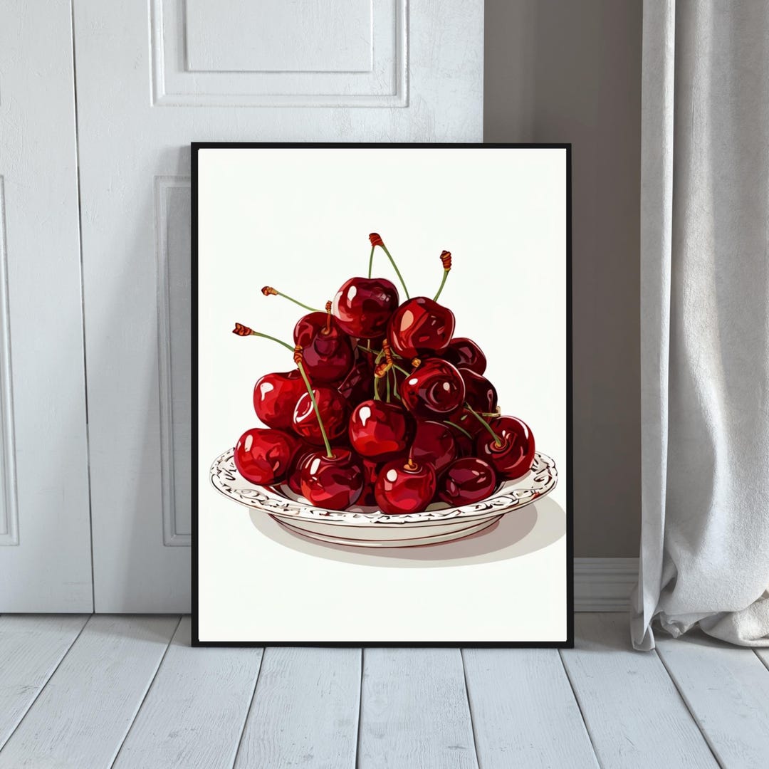 Cherry Print, Red Cherry Print, Cherry Art Print, Cherries Print ...