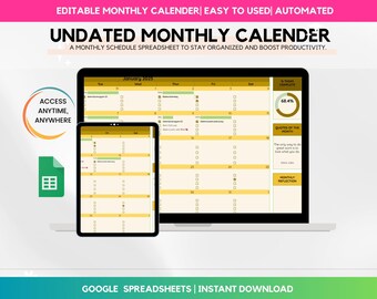 2025 Calendar Spreadsheet Google Sheets Yearly Calendar Monthly Tracker ...