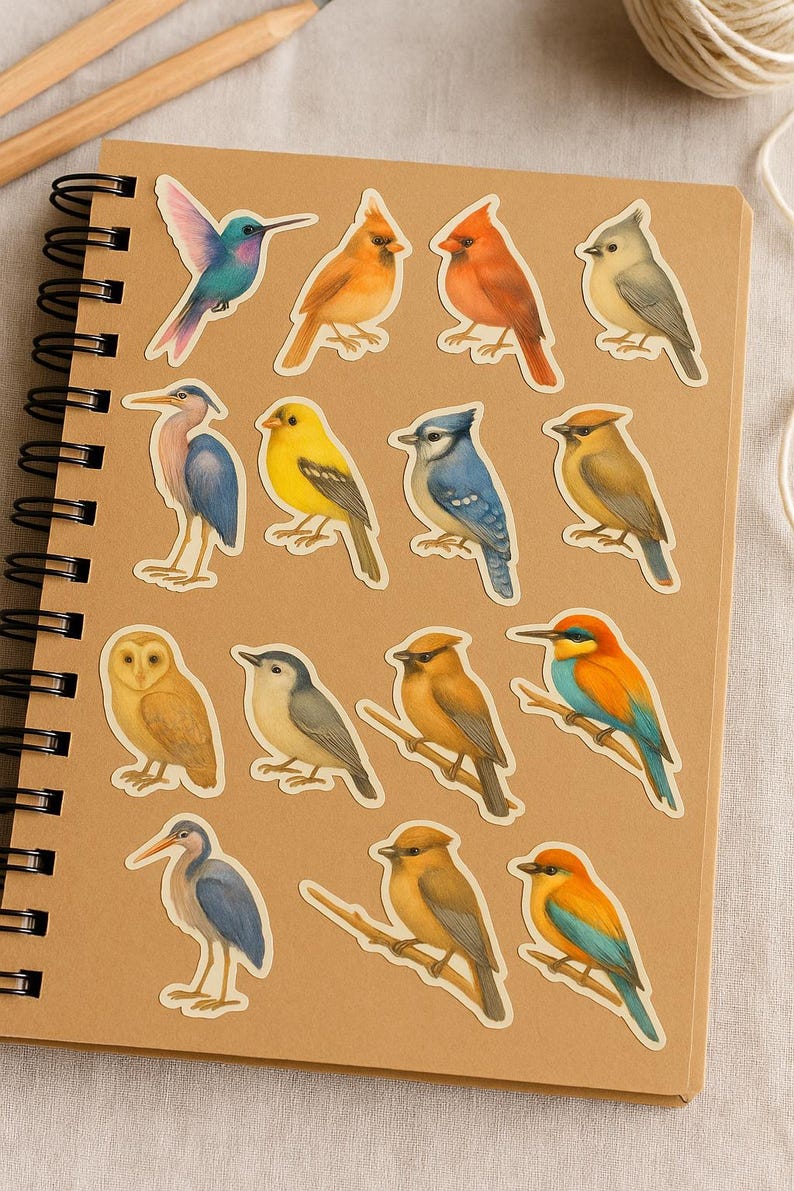 Birdwatchers Sticker Set – 12 Watercolor Bird Stickers | Backyard Birds ...