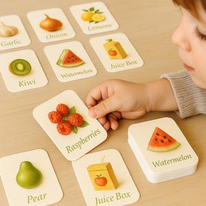 Food Flashcards – Montessori Learning, Vocabulary English or German ...