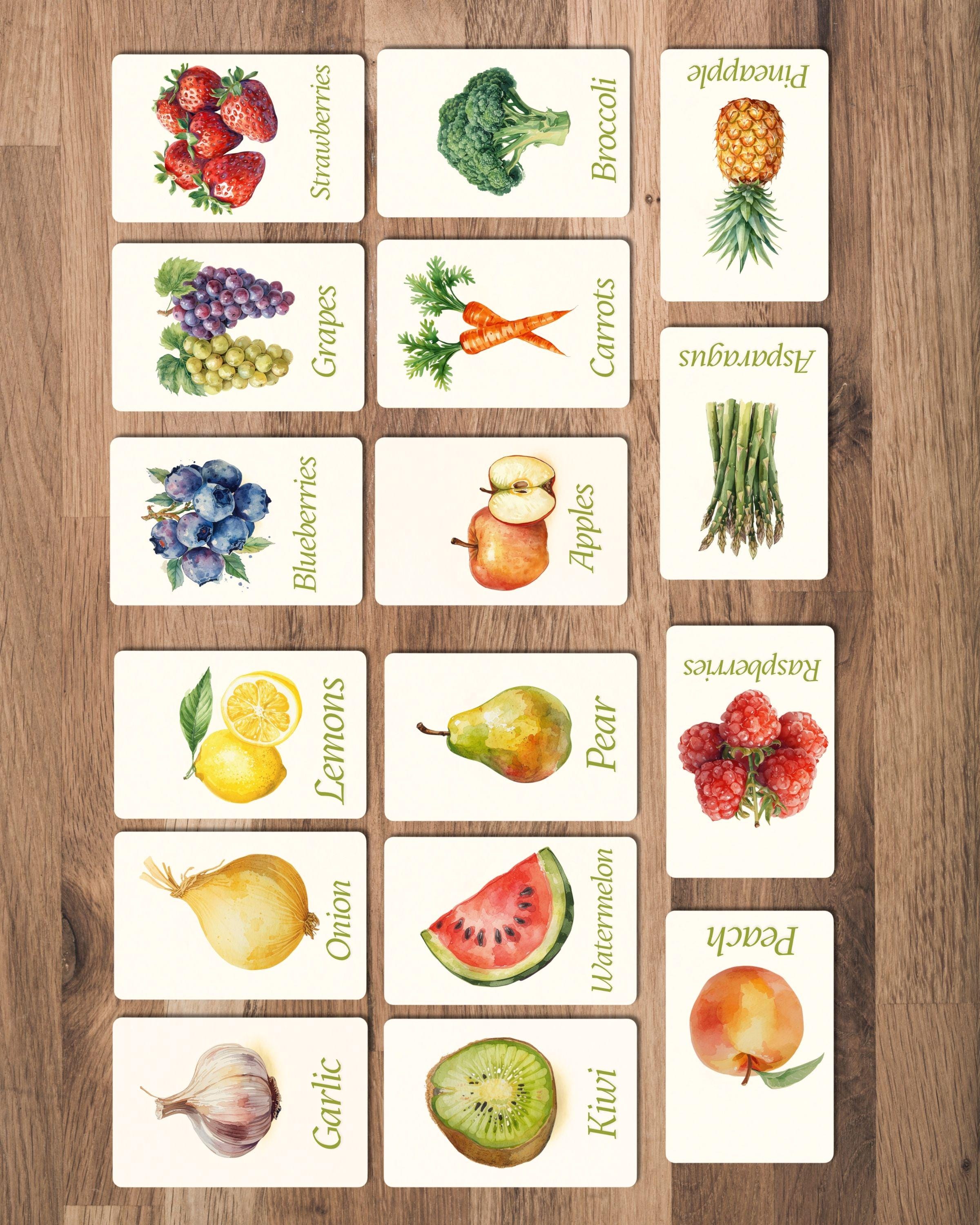 Food Flashcards – Visual Learning, Vocabulary English or German Fruits ...