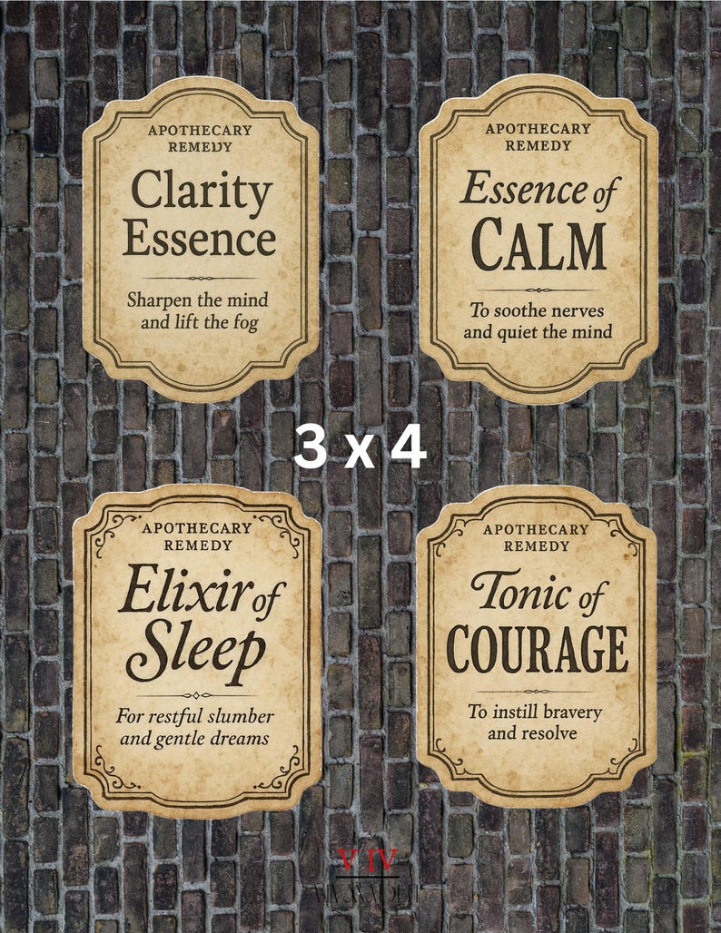 Apothecary Potion Stickers: Witchy Elixir Labels, Set of 4 - Etsy