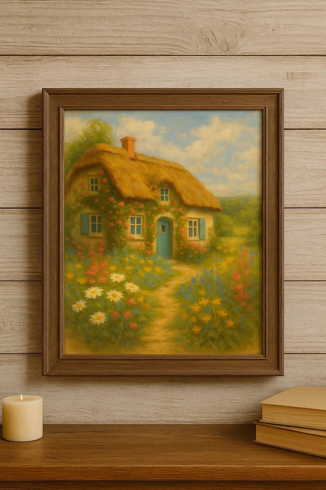 Thatched Cottage Wall Art – 8x10 Cottagecore Print on Fine Art Matte ...