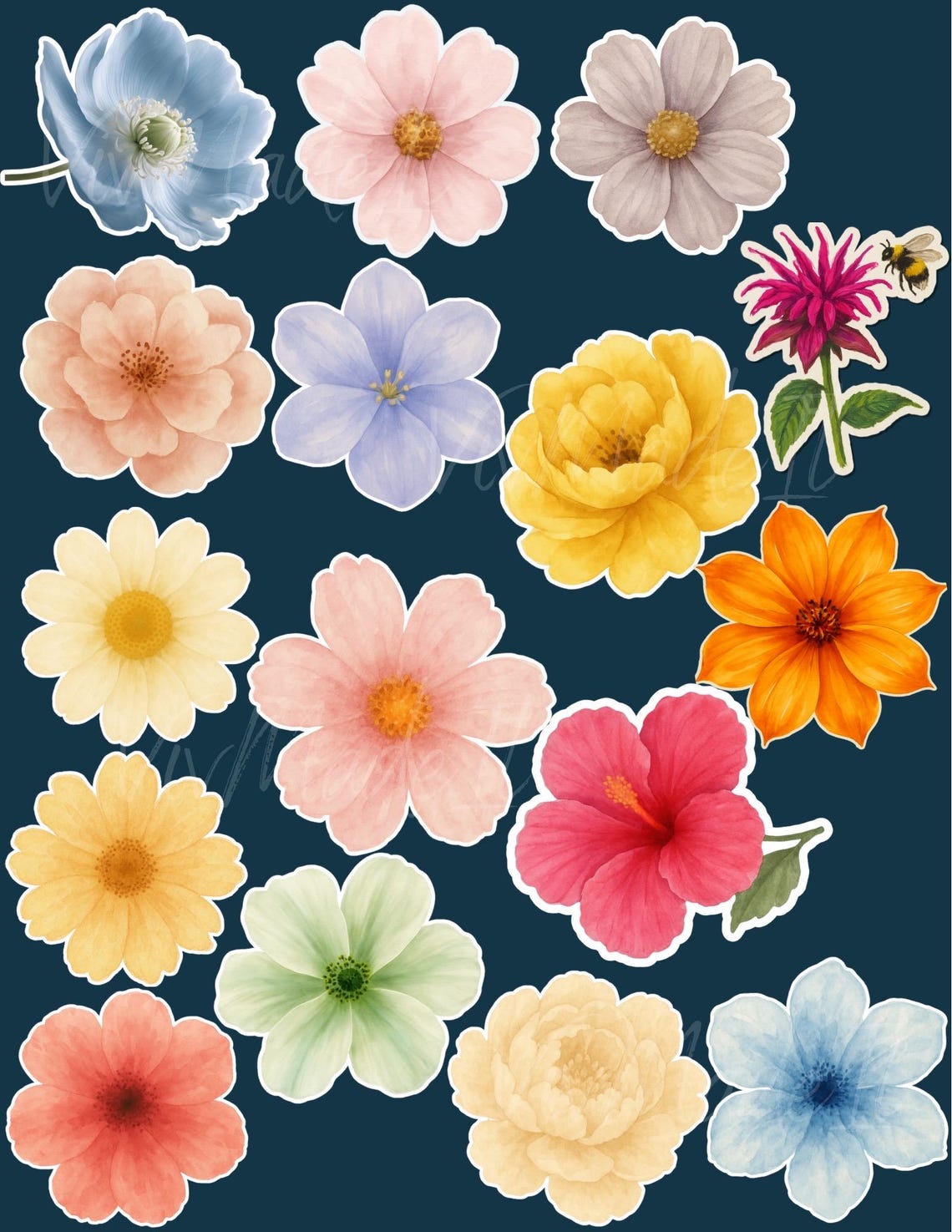 Watercolor Floral Sticker Set: Vintage Style Scrapbook Stickers - Etsy