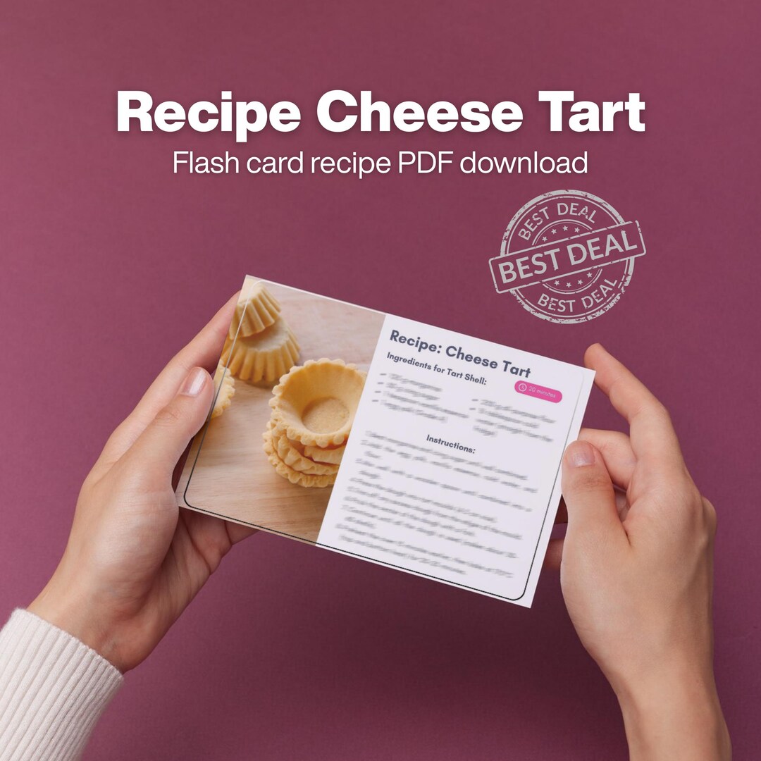 Cheese Tart Recipe Card: Printable Baking Flashcard (PDF Download) - Etsy