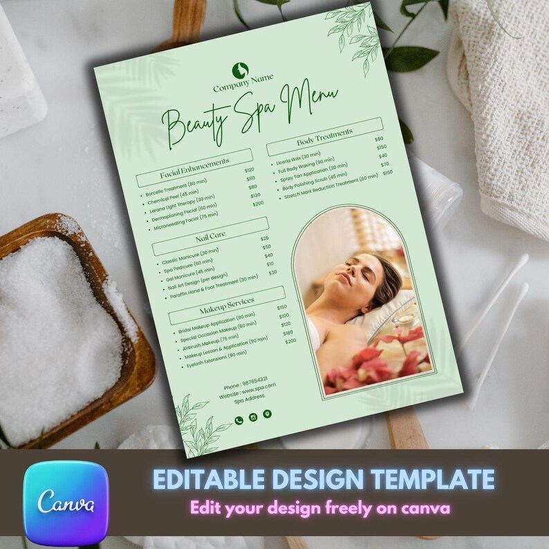 Editable Spa Price List Template | Salon Menu | Beauty Price List ...