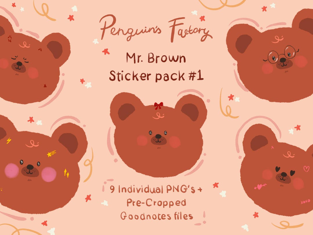 Mr. Brown Bear Stickers | Cute Digital Stickers for Goodnotes & iPad ...