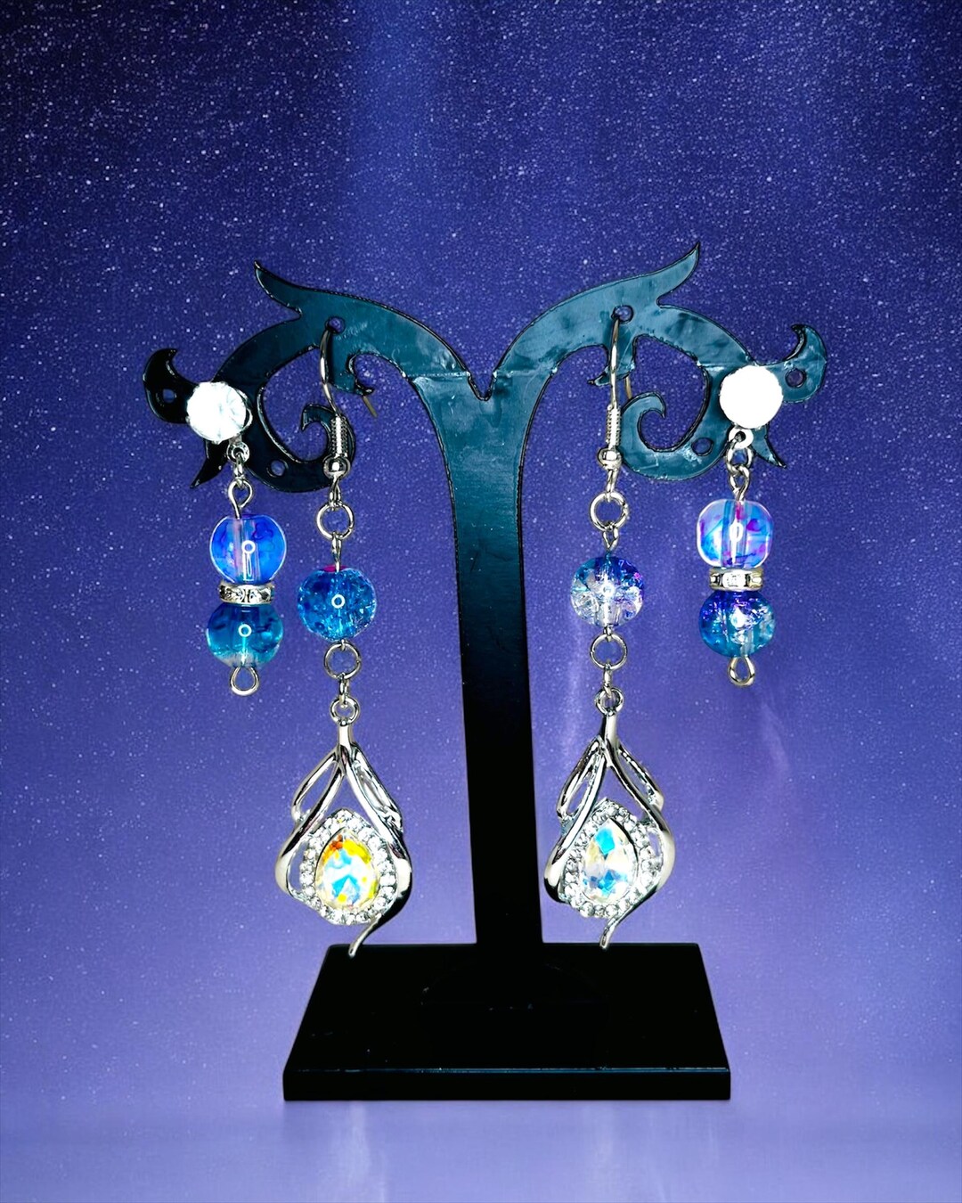 Celestial Moon Fairy Earrings Set - Double Piercing, Whimsical Nature ...