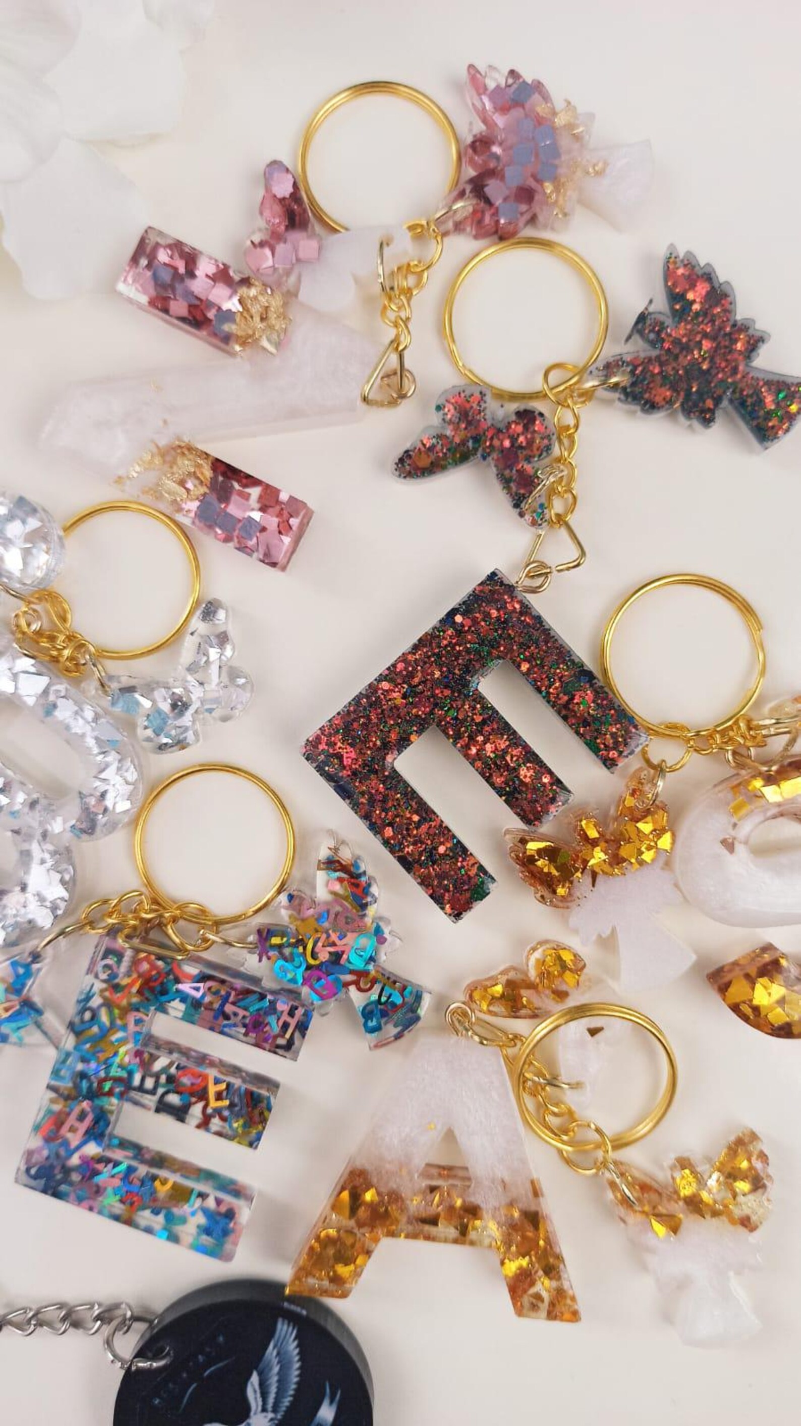 Personalised Keyring Resin Letter Keychain Leaving a Gift a Gift for ...