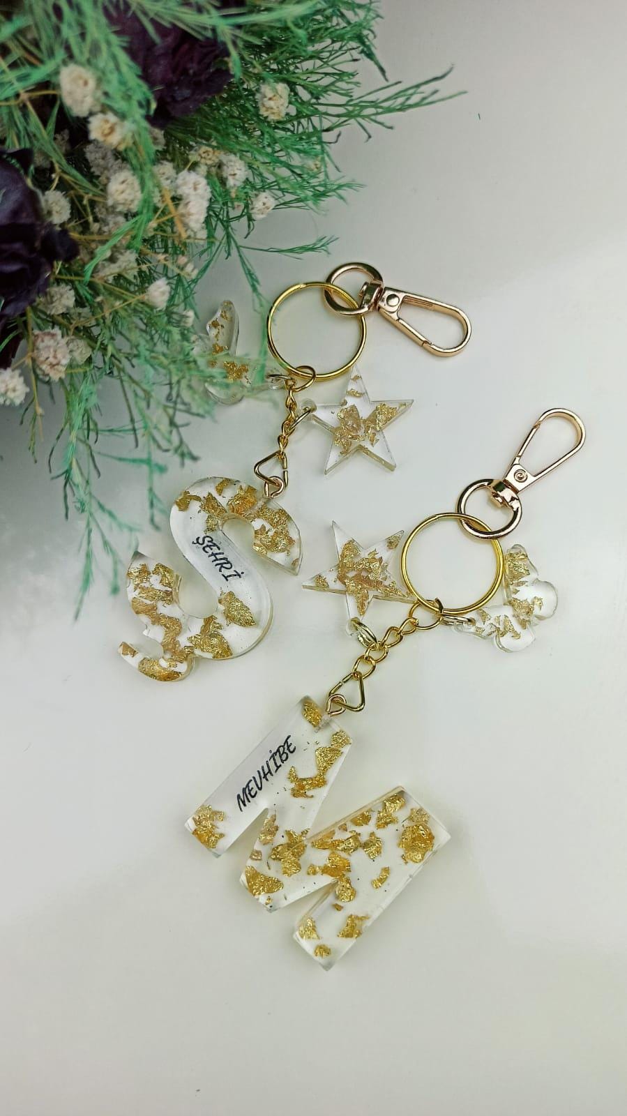 Personalised Keyring Resin Letter Keychain Leaving a Gift a Gift for ...