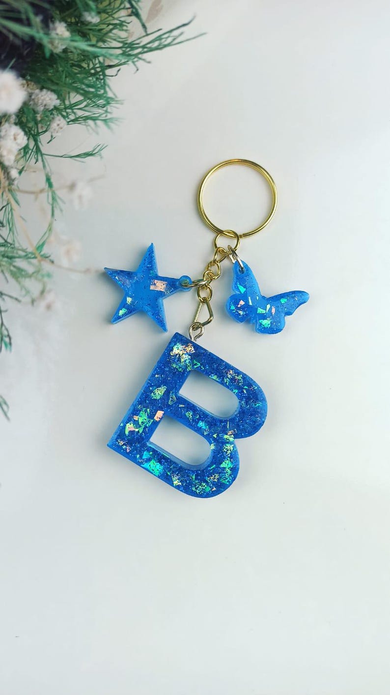 Personalised Keyring Resin Letter Keychain Leaving a Gift a Gift for ...