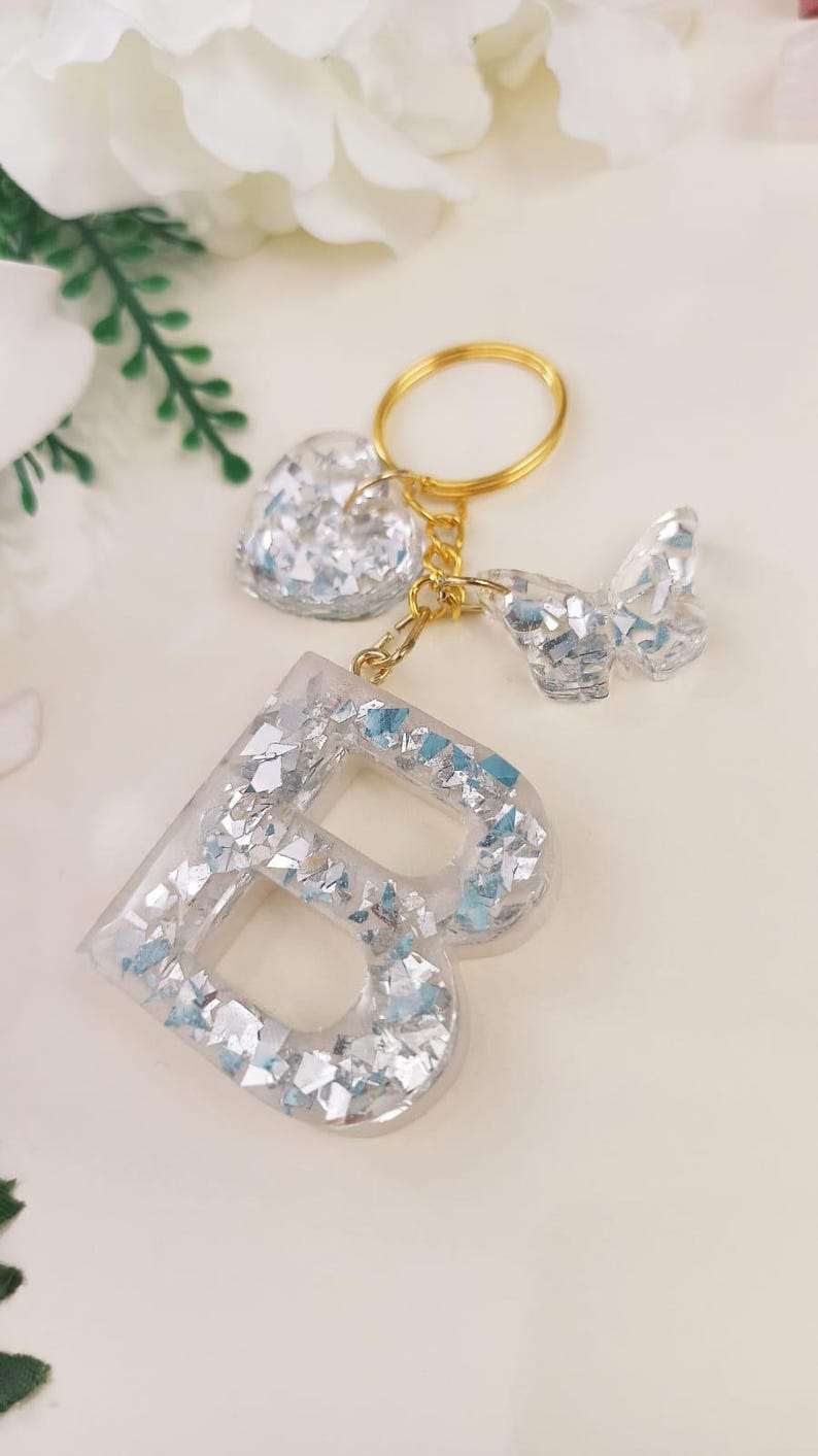 Personalised Keyring Resin Letter Keychain Leaving a Gift a Gift for ...