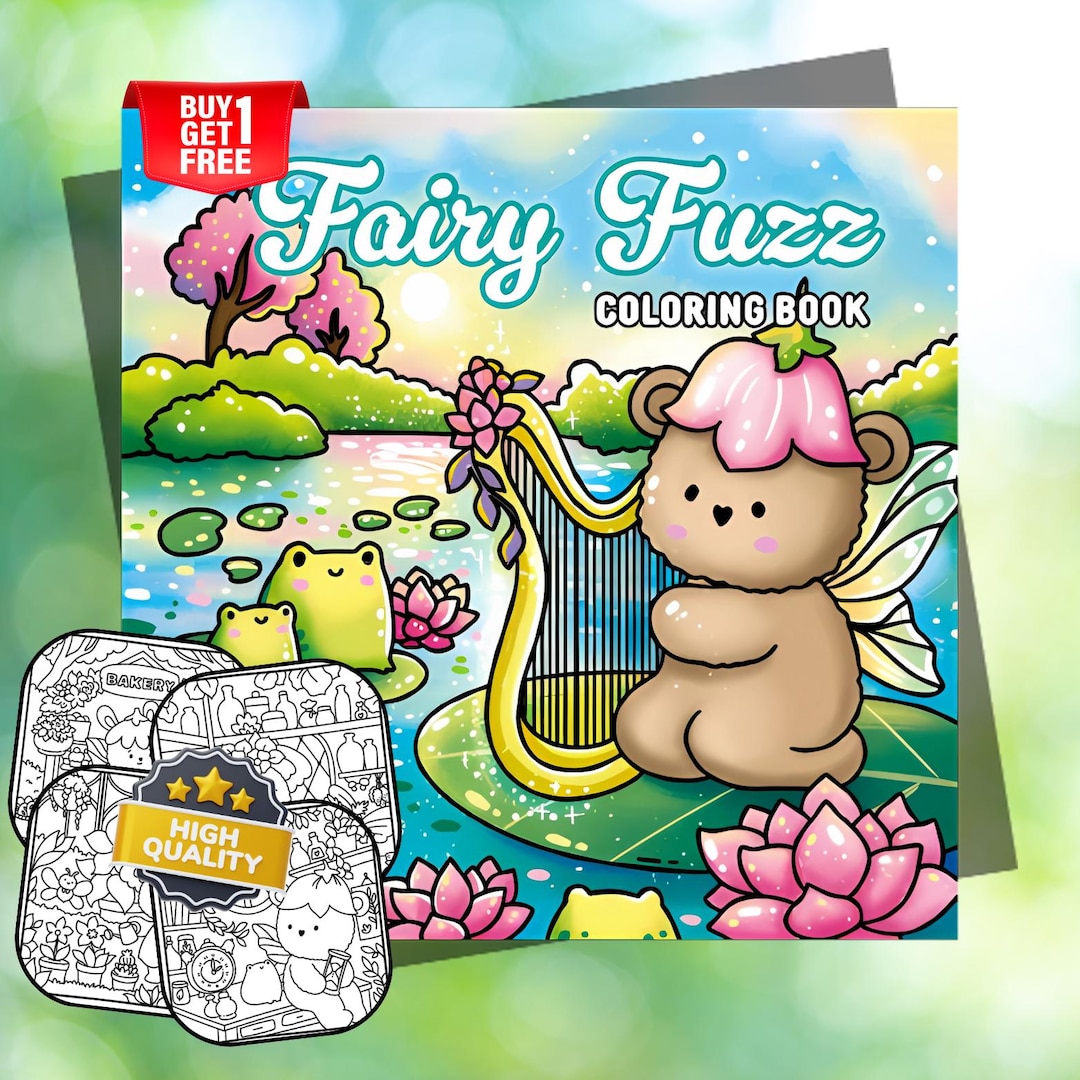 Fairy Fuzz Coco Wyo Bold Easy Coloring Book Adults and Teens Instant ...