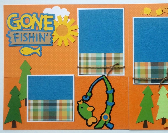 Fishing Scrapbook Layout Scrapbook Page Fishing Camping - Etsy