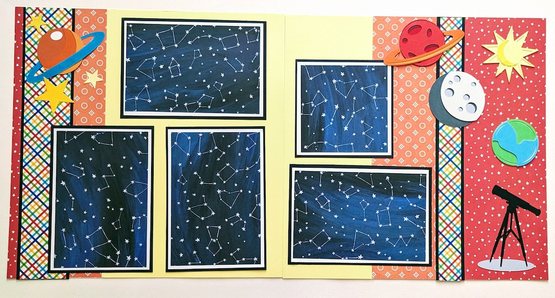 Solar System Scrapbook Layout Scrapbook Page Space - Etsy