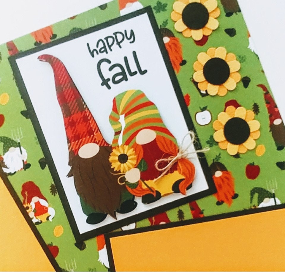 Fall Gnome Scrapbook Layout Autumn Scrapbook Page Sunflower Premade ...