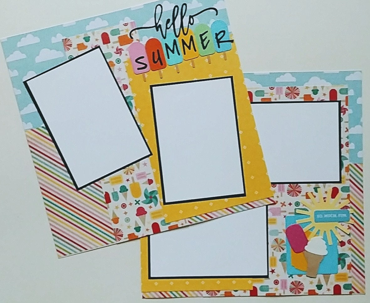 Summer Scrapbook Layout Scrapbook Page for Summer Ice | Etsy
