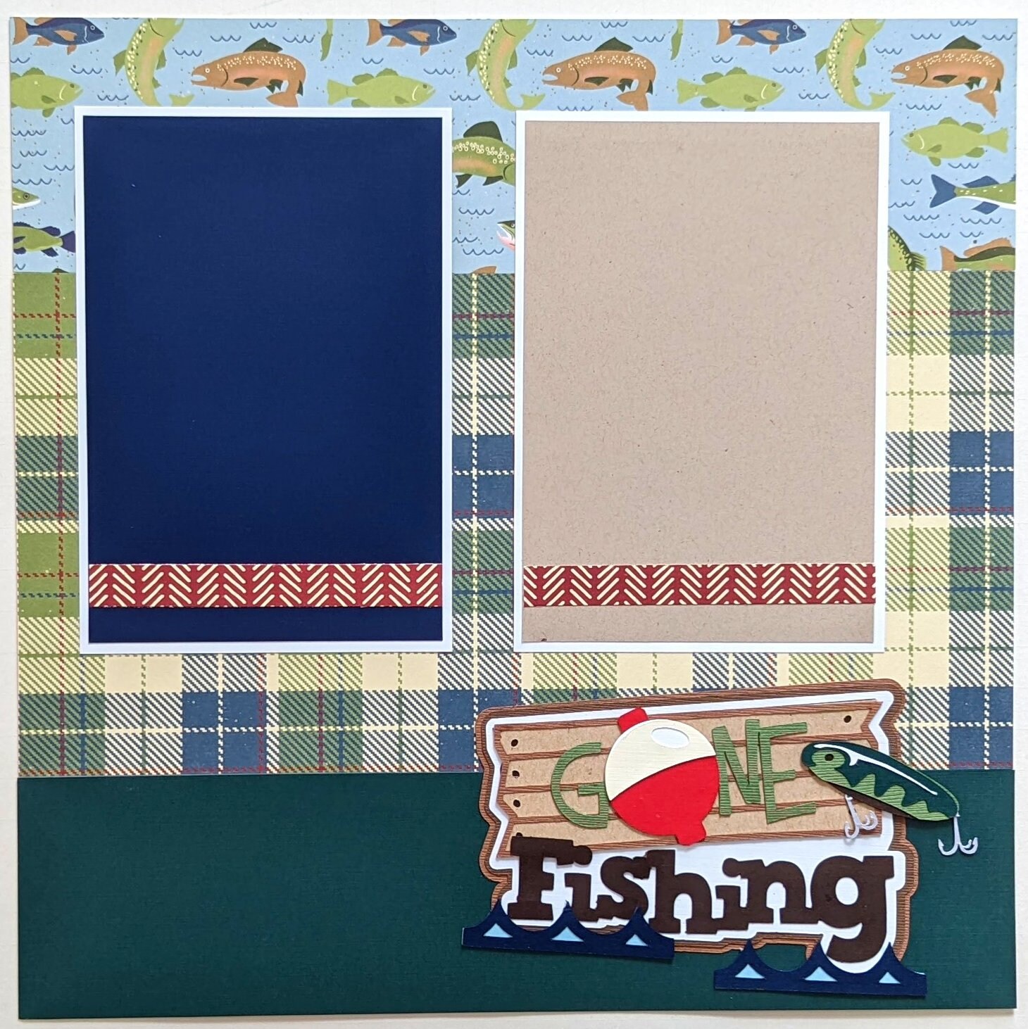 Fishing Scrapbook Layout Premade Scrapbook Page Summer Vacation ...