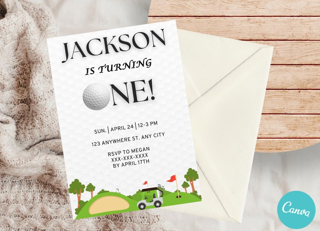 Golf First Birthday Invitation/ Golf Cart Party Invite/ Editable ...