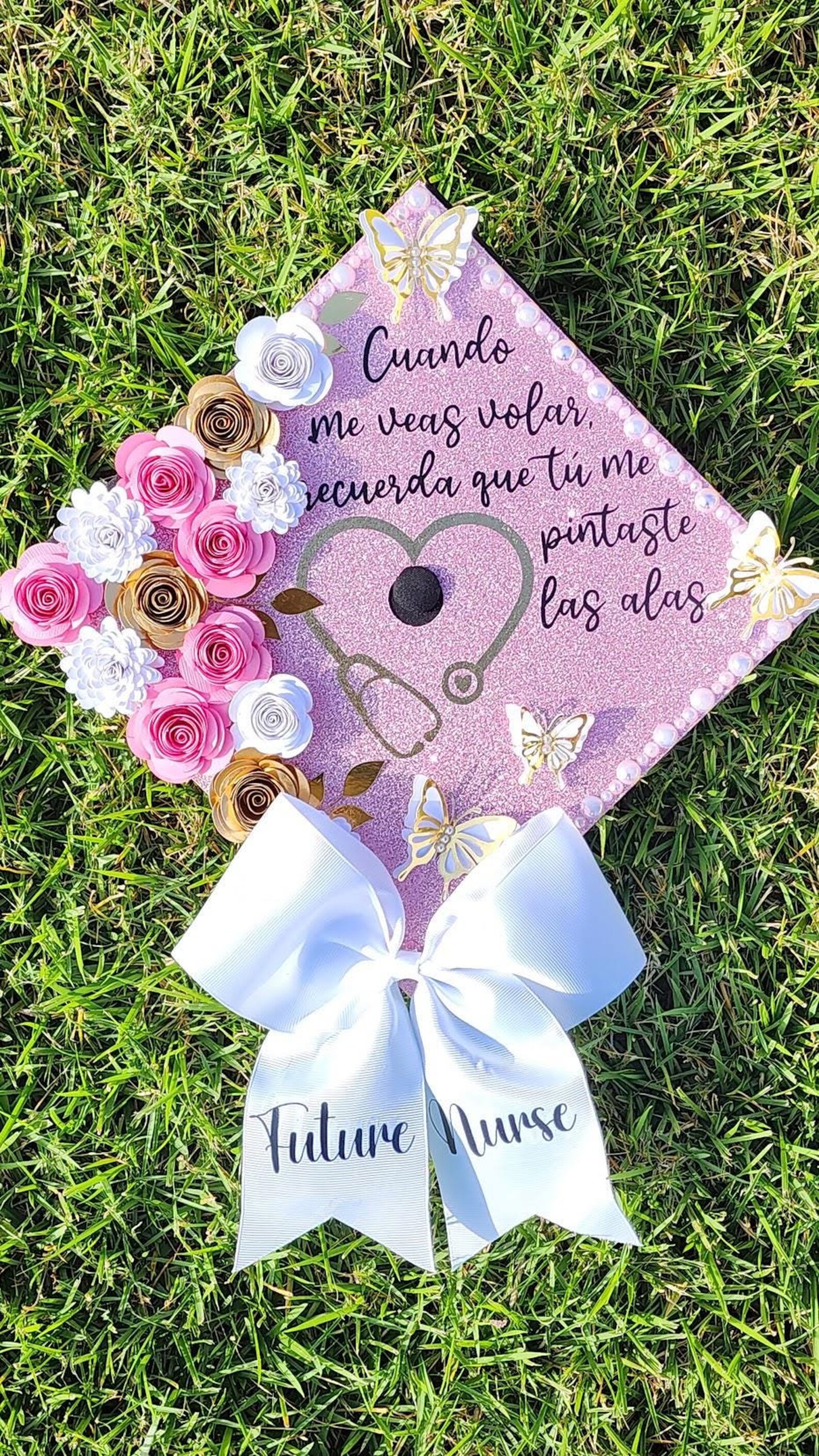 Graduation Cap Topper, Nurse Graduation Cap, Floral Graduation Cap ...
