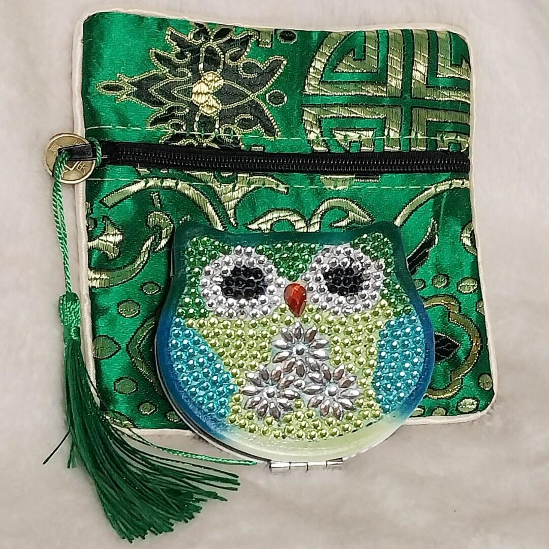 Completed Circular Owl Art Compact Mirror - Etsy