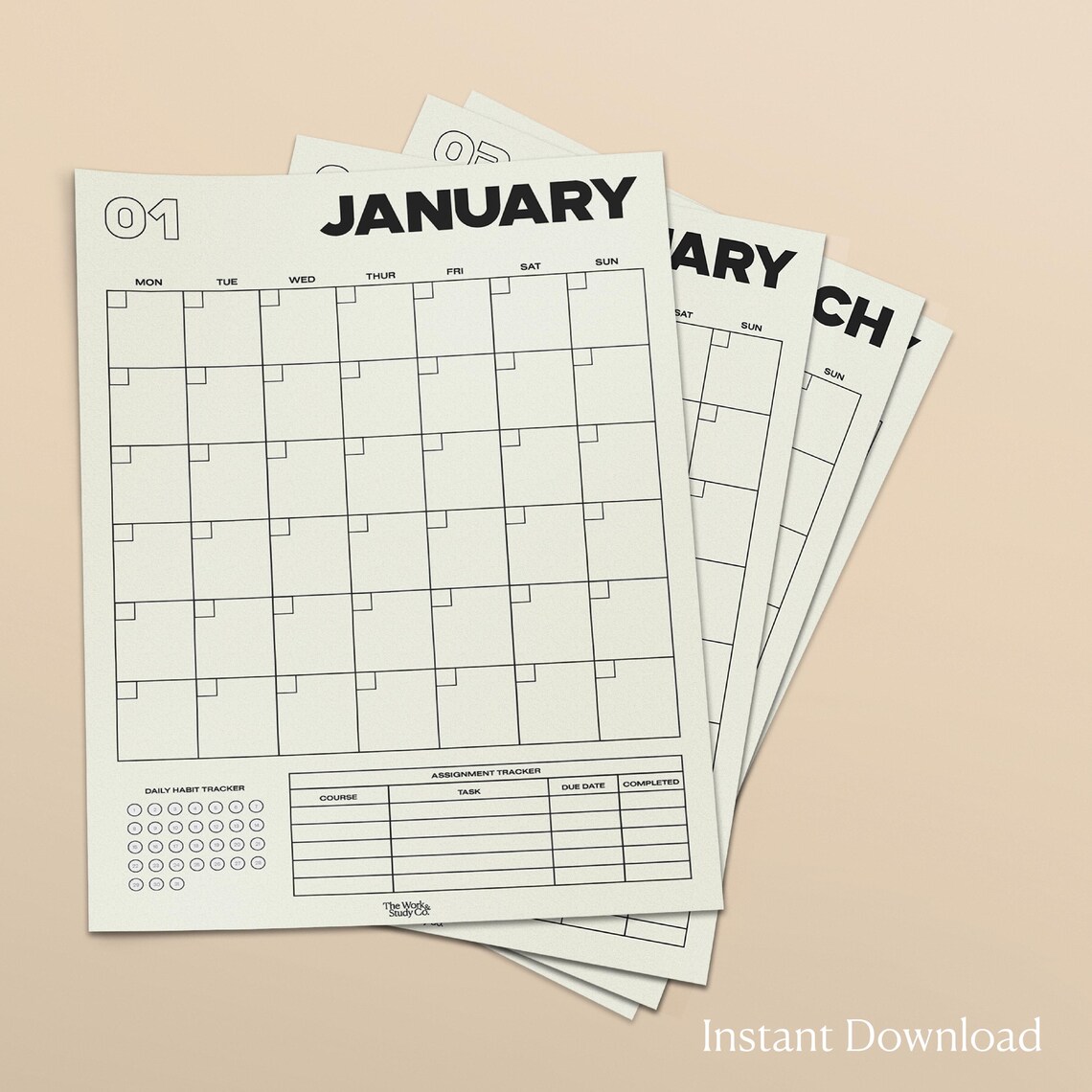 Student Monthly Calendar Printable | Academic Planner (PDF) - Etsy