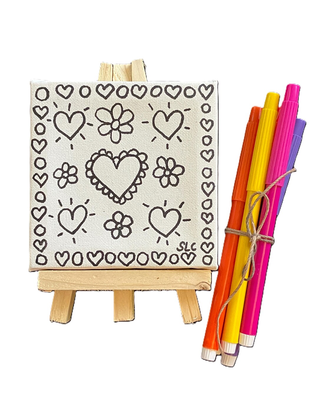 Color in the Blanks - Art Easel Hearts and Sparkles Pattern - Etsy