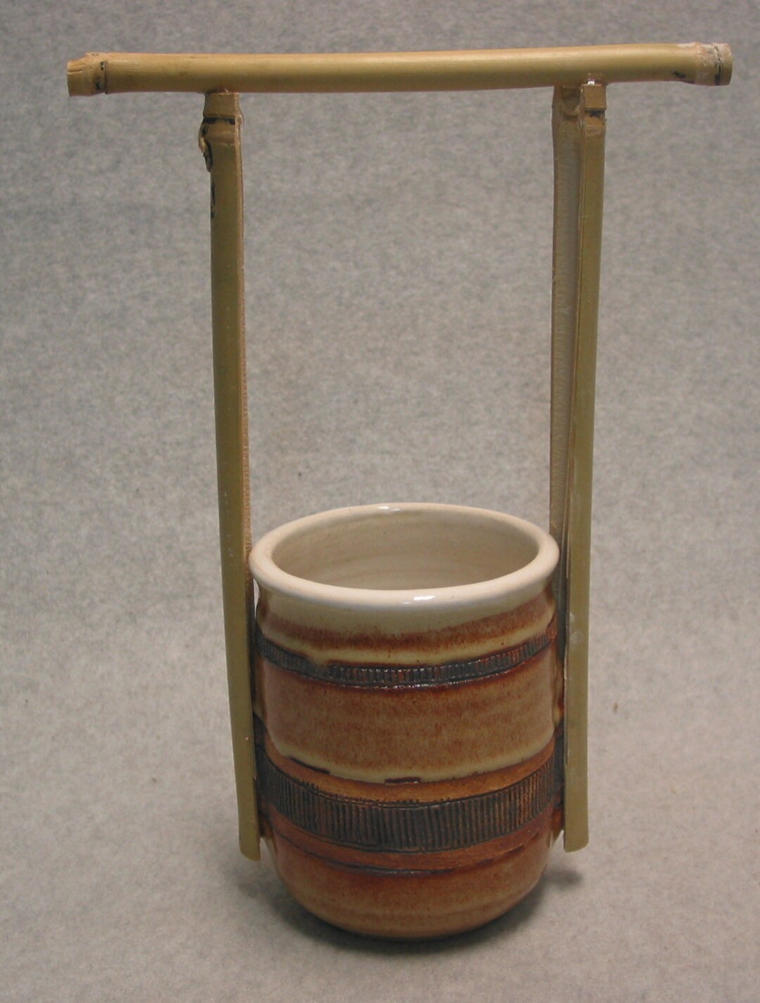 Shino Pot With Bamboo Handle by Juliano - Etsy