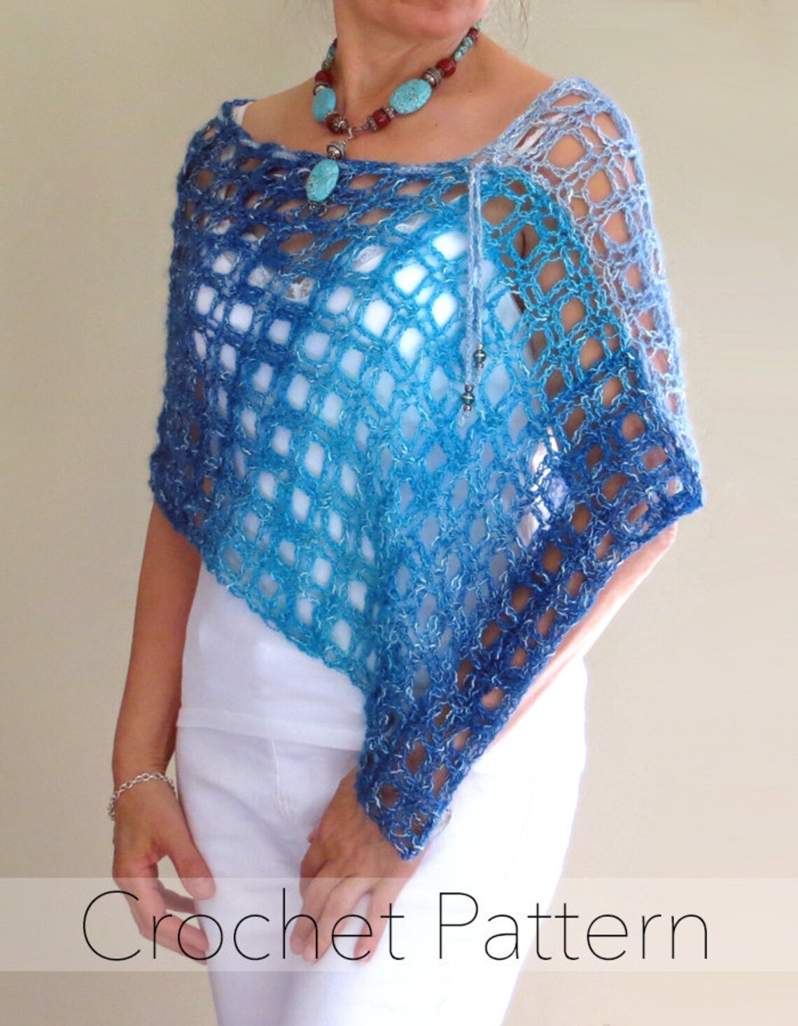 Crochet PATTERN Lightweight Asymmetrical Poncho / - Etsy