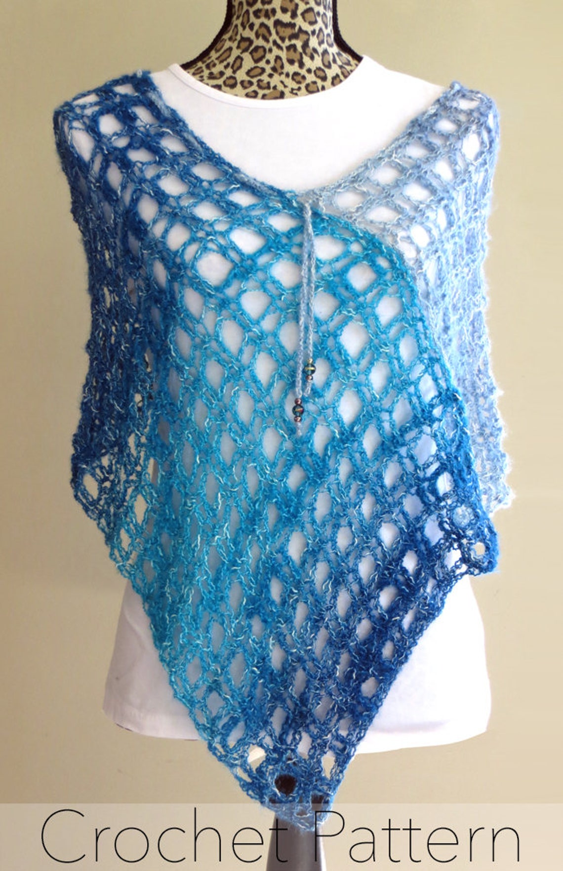 Crochet PATTERN Lightweight Asymmetrical Poncho / - Etsy