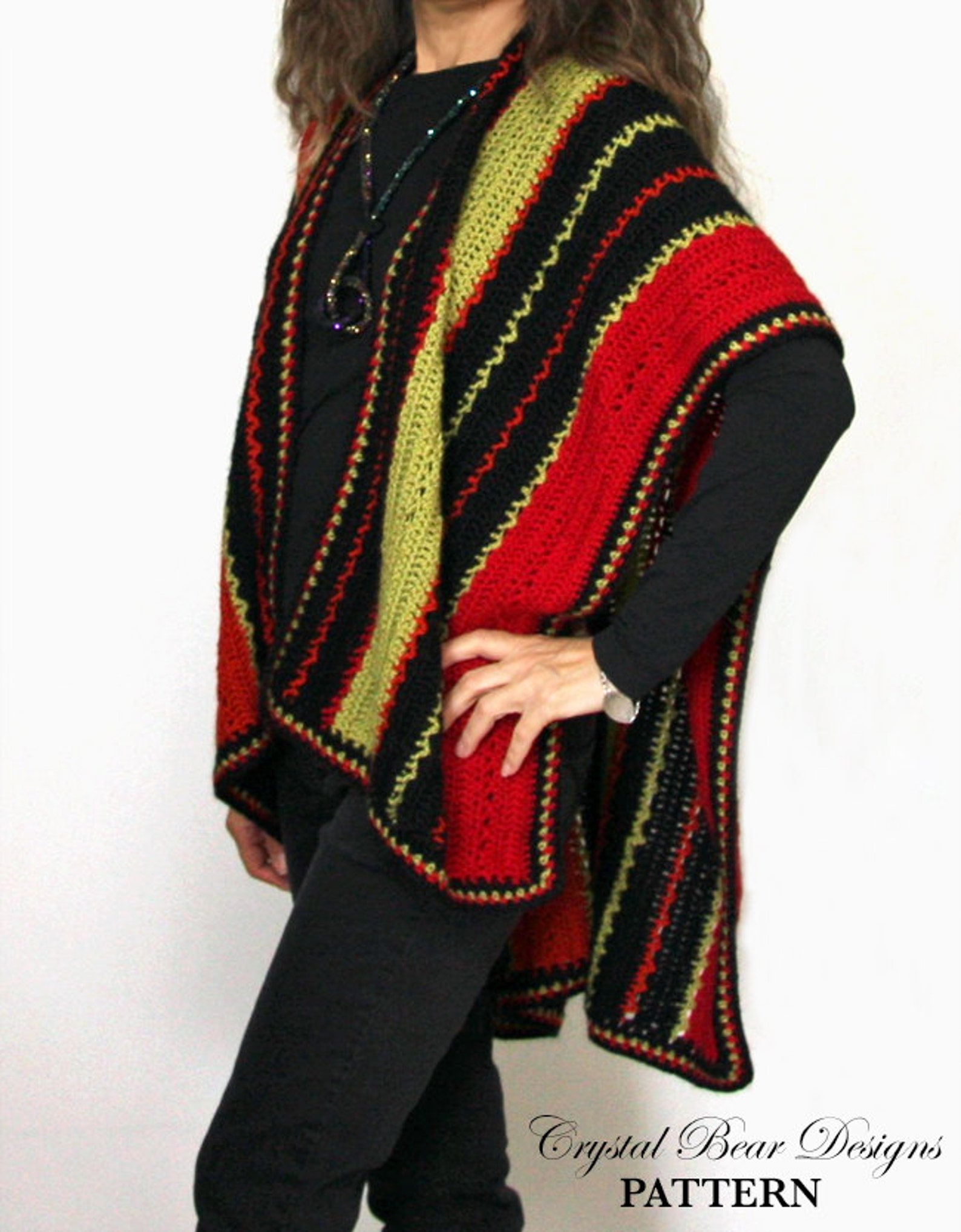 Crochet Ruana Poncho PATTERN: Lightweight Blanket Wrap for Women (PDF ...
