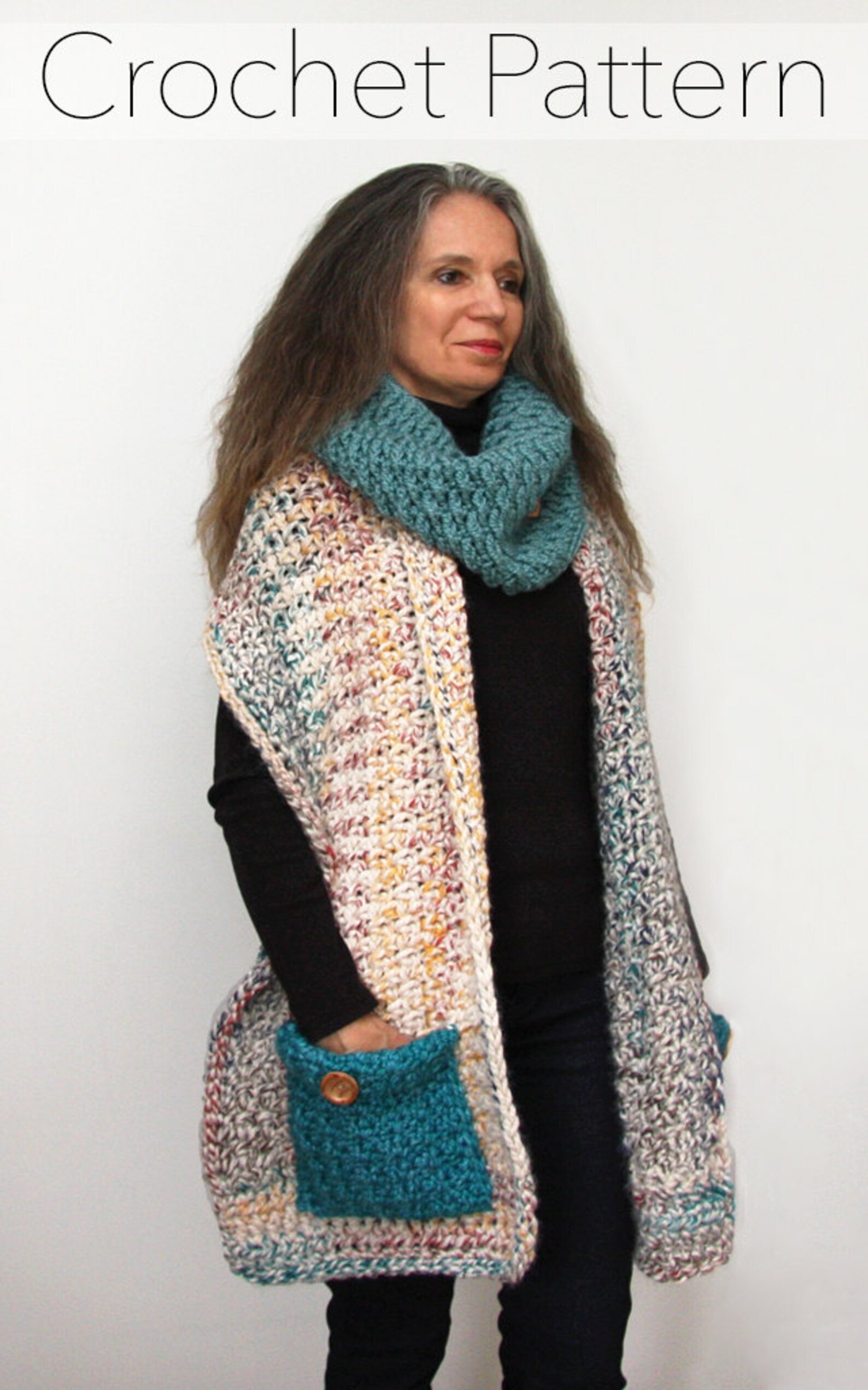 Easy Crochet Pocket Shawl PATTERN: Uses Chunky Yarn and Q Hook (PDF ...
